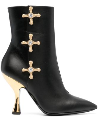 Moschino bottes &agrave; finitions en relief 100 mm - Noir