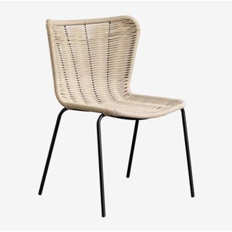 Sklum Sklum - Pack de 2 chaises de salle à manger empilables en fer et corde tressée Keiller naturel