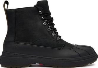 Tommy Hilfiger Schn&uuml;rschuhe Outdoor Rubber Lth Boot Wpm FM0FM05957 Schwarz