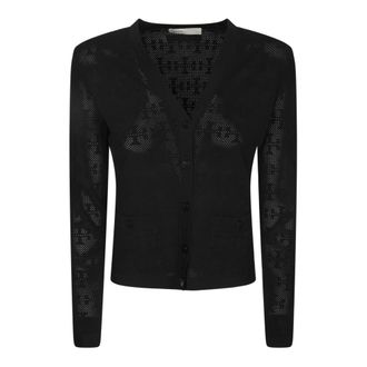 Tory Burch T Monogram Jacquard Cardigan - - Knitwear - Damen - Schwarzk - S