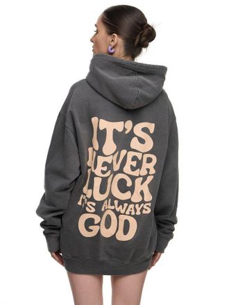 Worldclassca Hoodie Worldclassca Oversized LUCK Print Hoodie Kapuzenpullover Sweatshirt PRINT ITS NEVER LUCK ITS ALWAYS GOD