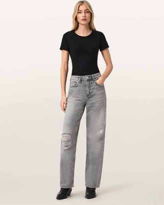 AllSaints Brooklyn - Jeans in Destroy-Grau