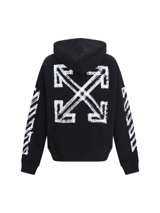 Off-white Mens Motion Arrow Hoodie Black Cotton Sweatshirts Sweater