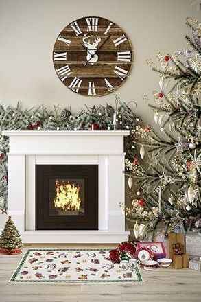 Villeroy & Boch Design Teppich Nostalgic - Toys Delight - Christbaum Decke, Eingangsmatte, Weihnachtsbaum Vorleger für Wohnzimmer, Schlafzimmer, Esszimmer, Flur - Grü