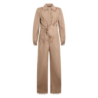 Alberta Ferretti Fransen-Woll-Jumpsuit - - Jumpsuits & Playsuits - Damen - Beige - M