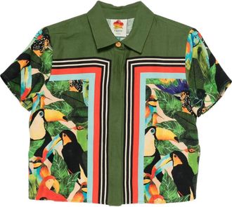 Farm Rio toucan-print short-sleeve shirt - Gr&uuml;n