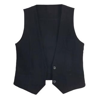 Generic Gilet en jean sans manches pour homme style western cowboy rétro boutonné, Noir, L