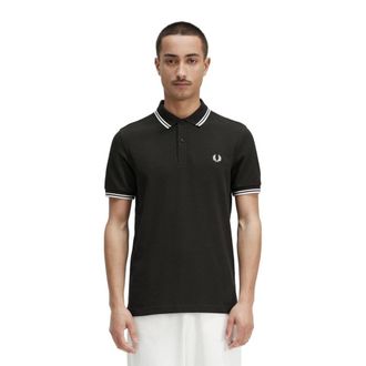 Fred Perry Gr&uuml;nes Twin Tipped Polo Shirt - - Tops - Herren - Schwarzk - S