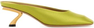 Ferragamo Femme, Chaussures, Vert, Taille: 38 1/2 EU Mules en satin Safi orn&eacute;es de cristaux