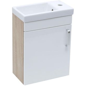 Puma Naturel Vario Dekor Set H&auml;ngeschrank 40x50cm, Eiche / Wei&szlig; + Keramikwaschbecken (VARIO240DBBL)