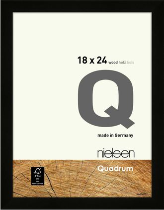 Nielsen Design Bilderrahmen, 18 x 24 cm, Holz, Schwarz, Fotorahmen zum Auftstellen und Aufhängen im Hoch- & Querformat, Echtglas, Quadrum