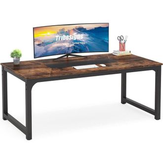 Tribesigns Tribesigns - Esstisch, Industrieller K&uuml;chentisch f&uuml;r 6-8 Personen, Rechteckiger Esstisch f&uuml;r Esszimmer, K&uuml;che, Wohnzimmer, mit Robusten Metallbeinen