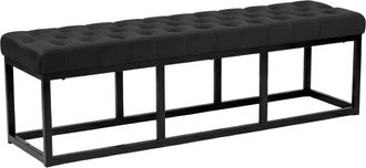 Clp Sitzbank Polson, modern, schwarzes Metallgestell, gestepptes Samt, Bodenschoner, für Wohnzimmer, Flur oder Schlafzimmer, Farbe:schwarz, Größe:150 cm
