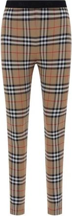 Burberry Karierte Slim Fit Leggings mit Elastischem Bund - - Trousers - Damen - Beige - S