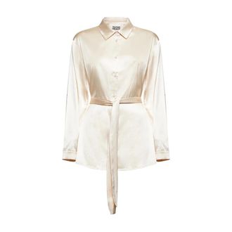 Silvian Heach Satiniertes Hemd mit Frontknoten - - Blouses & Shirts - Damen - Beige - XS