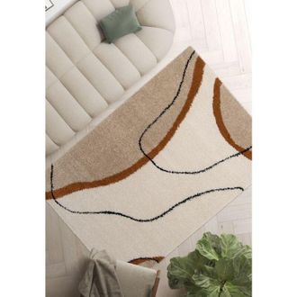 BOBOCHIC Bobochic - Tapis shaggy lalou motif abstrait 160x230 Beige