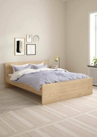 Dmora Doppelbett Hortense, Struktur des Container-Betts, Sommier mit Verkleidung, Matratzenhalterstruktur, 207x166 h80 cm, helle Eiche