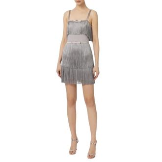 Elisabetta Franchi Ab63542E2 Fransen-Minikleid - - Dresses - Damen - Grau - L