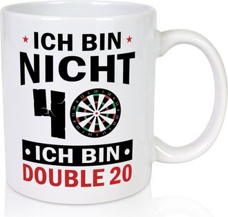 Generic Ich bin nicht 40 ich bin Double 20 | Dart Spieler - Tasse Weiss - Kaffeetasse/Geschenk/Familie
