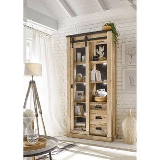 Ridgevalley home24 Vitrinenschrank 93 x 201 x 38cm Braun/Eiche Dekor