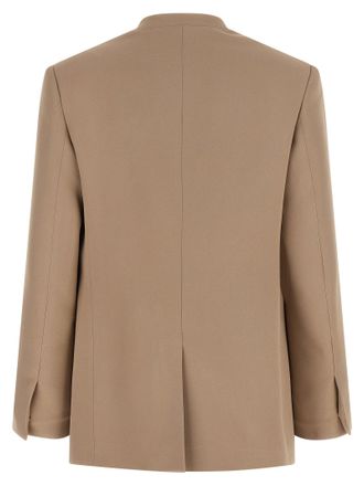 Fabiana Filippi Linen-Viscose Twill V-Neck Blazer - Camel