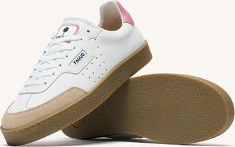 Faguo Baskets cuir et su&egrave;de blanc et rose gris&eacute; - LUMBO