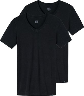 Schiesser Herren Long Life Cotton Shirt 1/2 Unterhemd,,per pack Schwarz (blauschwarz 001),X-Large (Herstellergr&ouml;&szlig;e:007)