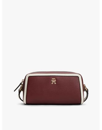 Tommy Hilfiger Sac bandouli&egrave;re pour appareil photo color block &agrave; monogramme TH - Lie-de-vin-Marron
