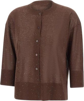 KANGRA Femme, Pulls, Brun, Taille: 36 FR Sequin Cardigan