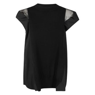 sacai Strickpullover im Popeline-Stil - - Knitwear - Damen - Schwarzk - L
