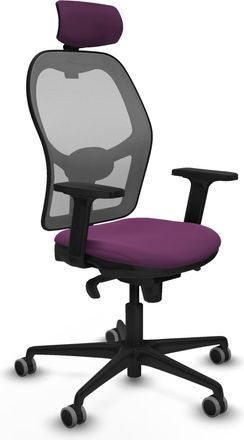 Piqueras y Crespo B&uuml;rostuhl mit 2D-Armen, h&ouml;henverstellbare Lendenwirbelst&uuml;tze und Kopfteil, h&ouml;henverstellbar und neigbar, Grau/Violett