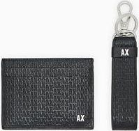 A|X Armani Exchange Essential, Embossed Monogram Texture Side Metallic Logo, Accessoire de Voyage-Porte-Cartes pour Homme, Noir, Taille Unique