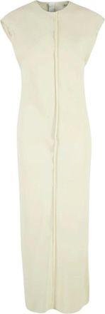 Ami Femme, Robes, Beige, Taille: 34 FR Long Raw Edge Details Dress