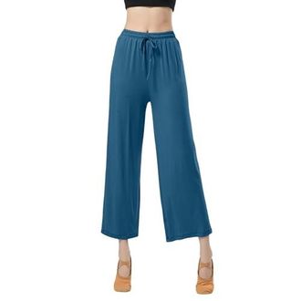 Generic Pantalon de yoga confortable pour femme avec poches, jambes larges, pantalon de pyjama d&eacute;contract&eacute;, noir fonc&eacute;, XXL