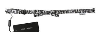 Dolce & Gabbana Mens White Pattern Silk Adjustable Neck Papillon Tie