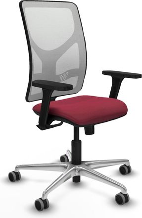 Piqueras y Crespo B&uuml;rostuhl, drehbar, ohne Rollen, mit 3D-Armlehnen, h&ouml;henverstellbare Lendenwirbelst&uuml;tze, ausgestattet mit 3 Positionen und Schneideschaum, Wei&szlig;/Granat