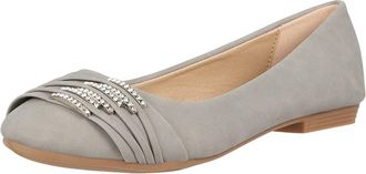 Elara Damen Ballerinas Bequem Lederoptik Strass Flach Chunkyrayan B069-BL-Grey-37