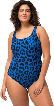 Ulla Popken Badeanzug Alice, Softliner, Dg, Leo Maillot de Bain Une pièce, Bleu lumière Polaire, 54-56 Femmes