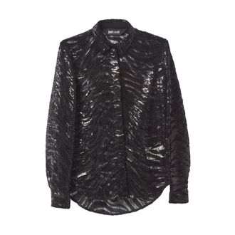 Just Cavalli Tiger Lace Langarmshirt - - Blouses & Shirts - Damen - Schwarzk - L
