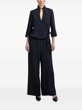 Peter Cohen tie-detail wrap jumpsuits - Bleu