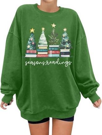 Generic Pull de No&euml;l pour femme avec imprim&eacute; sapin de No&euml;l - Grande taille - Haut &agrave; manches longues - Coupe ample - Doux et confortable - Pour femme - Pour f&ecirc;