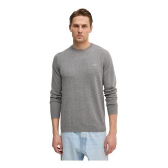 GANT Klassischer Baumwollpullover mit Rundhalsausschnitt - - Knitwear - Herren - Grau - 2XL