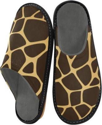 HMZXZ Pantoufles marron avec imprimé girafe pour homme et femme, peau de léopard, pantoufles dintérieur pour la maison, la chambre à coucher, les voyages, m