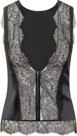 Tom Ford Femme, Tops, Noir, Taille: 36 FR Top sans Manches en Soie avec Dos en V et Inserts en Dentelle