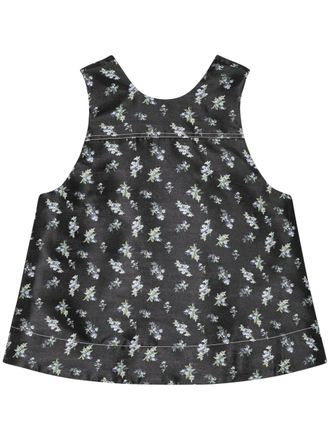 Ganni haut à fleurs - Noir