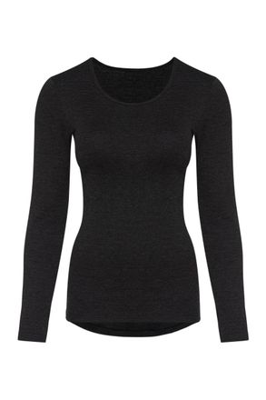 CON-TA Conta Thermo Langarm Shirt, Longshirt mit nat&uuml;rlicher Baumwolle, w&auml;rmende Unterw&auml;sche f&uuml;r Damen, Rundhalsausschnitt, Damenbekleidung, in Farbe Schwarz