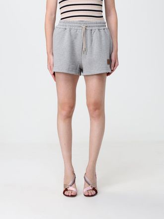 Fendi Short de jogging en coton gris avec logo contrastant et cordon de serrage