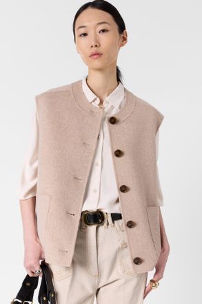 Gerard Darel Veste sans manche en laine fine - TALMINE - Sable