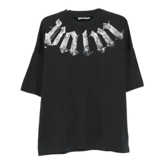 Palm Angels Big Neck Logo T-Shirt - - Tops - Herren - Schwarzk - XL