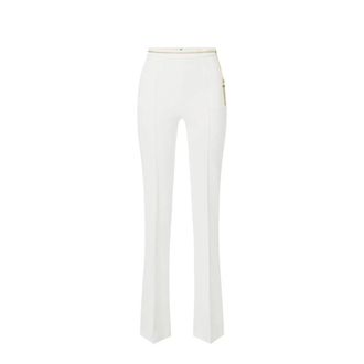 Elisabetta Franchi Hose aus leichtem Cr&ecirc;pe-Gewebe mit Schmuckkette - - Trousers - Damen - Wei&szlig; - XS